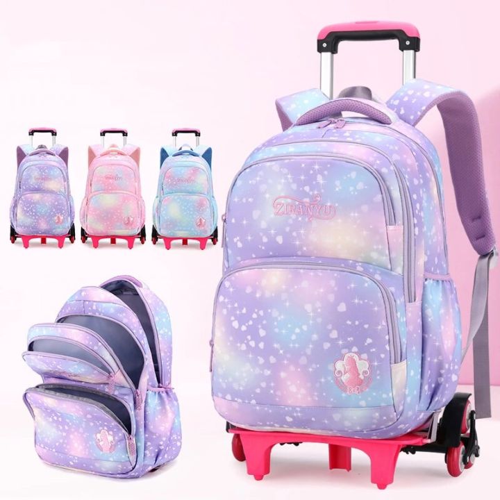 Children School Backpack Set with Wheels Students Bags for Girls ...