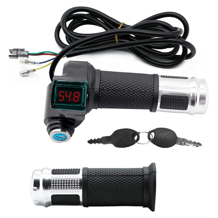 1Pair Electric Bicycle Throttle Grip with LCD Battery Voltage Display ...