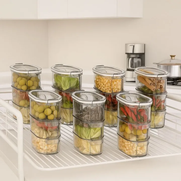 Space-saving /3/5 Layers Seasoning Spice Box Transparent Plastic Spice ...