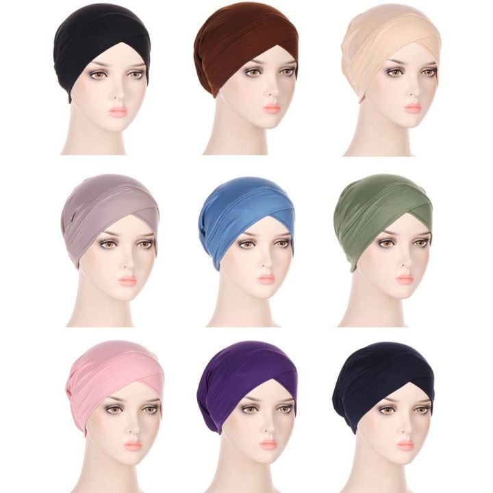 Pleated Headwear Bonnet Sleep Cap Indian Inner Hijabs Turban Hat Head ...