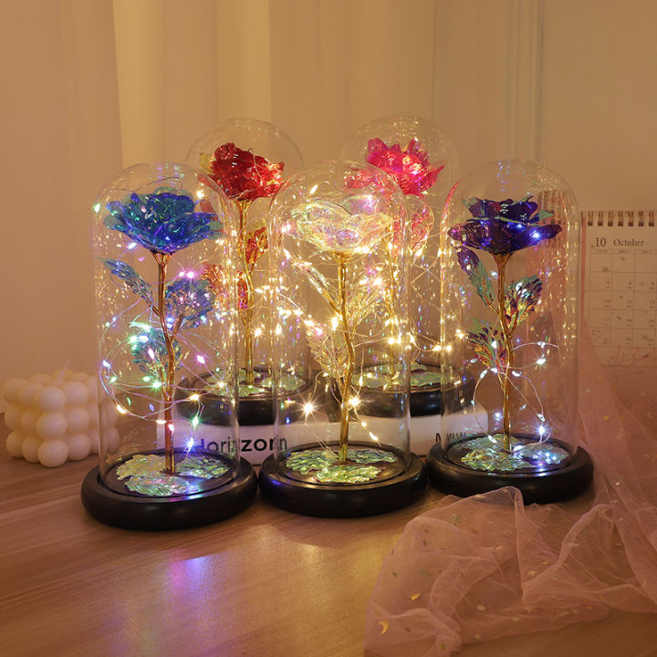 Valentines Day Gift for Girlfriend Eternal Rose LED Foil Flower In ...