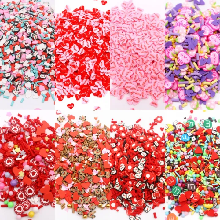 10g Heart Polymer Clay Lovely Cute Heart Clay Slices Valentine ...