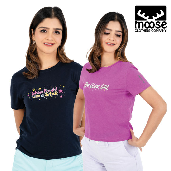 Moose Positive Vibes Printed Crew Neck T-shirts | Daraz.lk