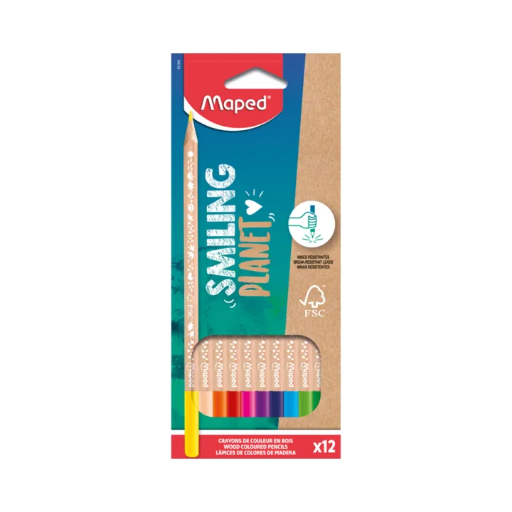 MAPED SMILING PLANET FSC COLOURING PENCILS x 12 | Daraz.lk