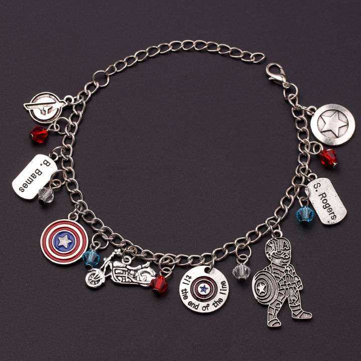 Marvel Superhero Captain America Bracelet the Avengers Figure Pendant ...