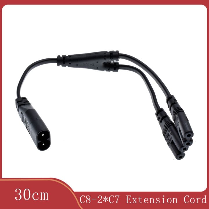 IEC320 C8 to 2xC7 Y Split AC Power Cord, IEC Figure 8 Male to 2 Female ...