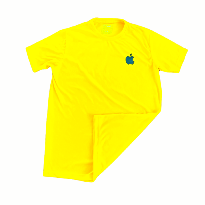 Unisex Apple Logo Printed T-shirts Cotton blended/ Yellow Color | Daraz.lk