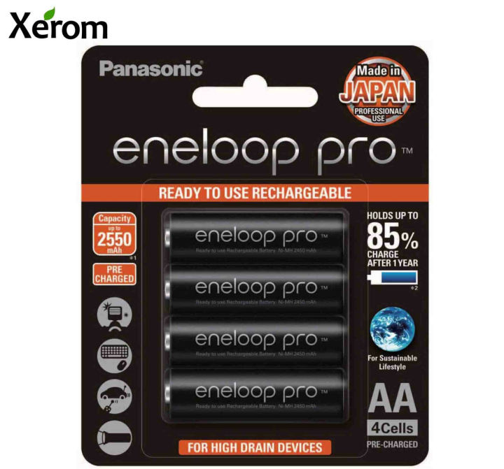 Pasonic Eneloop PRO AA batteries 2500mAh Rechargeable HR6 Ni-MH ( Pack ...