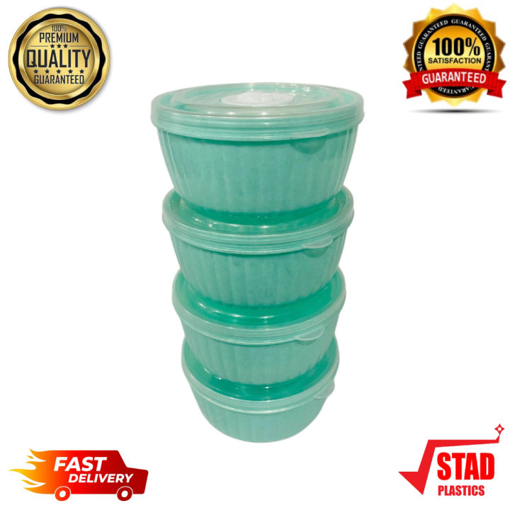 4 Pieces marble green color Plastic Food Containers with Transparent ...