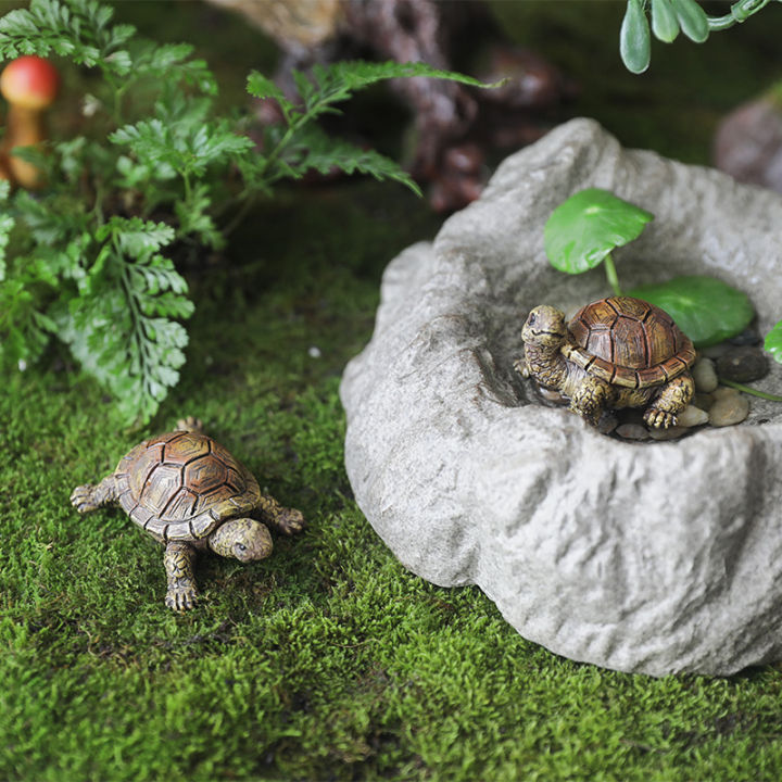 Resin Turtle Figurines Kawaii Artificial Turtle Miniatures Aquarium ...