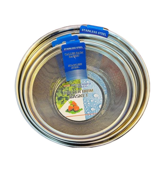Stainless steel wire mesh kitchen vegetable and fruit washing strainer ...