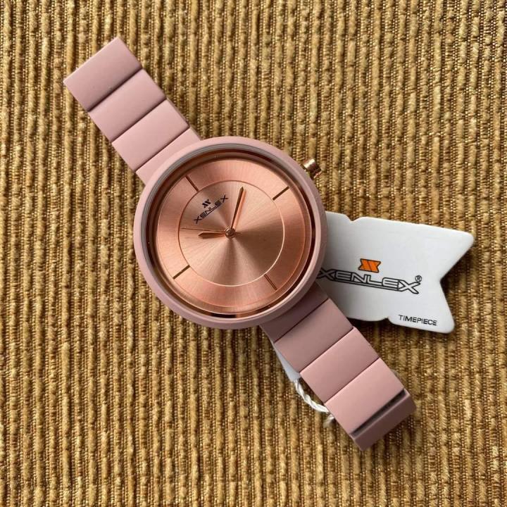 Xenlex Women's Fashion Watch Steel with Rubber- Pastel Pink | Daraz.lk