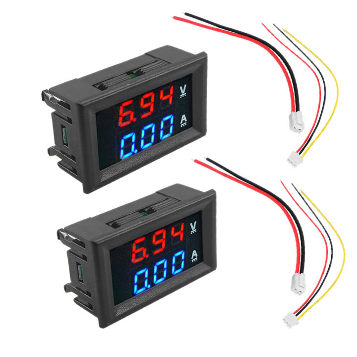 2Pcs Digital Voltmeter Ammeter DC 100V 10A Amp Voltage Current Meter ...