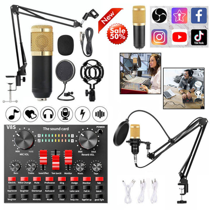 Bm800 Professional Microphone Kits Condenser Mic With Live Sound For Computer Audio Recording ...