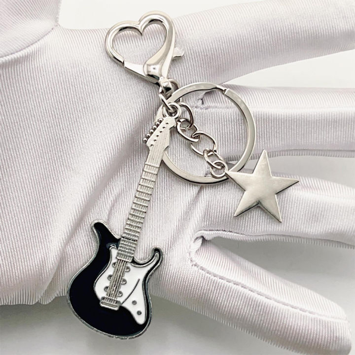 ZAKOL Y2k Guitar Love Heart Key Chain for Men Women Cool Pentagram ...