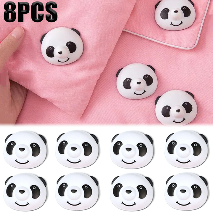 8Pcs/Set Cute Panda Quilt Stand Slip-resistant Nordic Clips For Bed ...