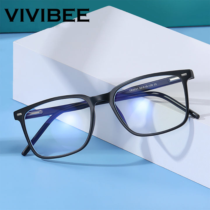 👍 VIVIBEE 2024 Square Blue Light Blocking Glasses Men TR90 Light Frame ...