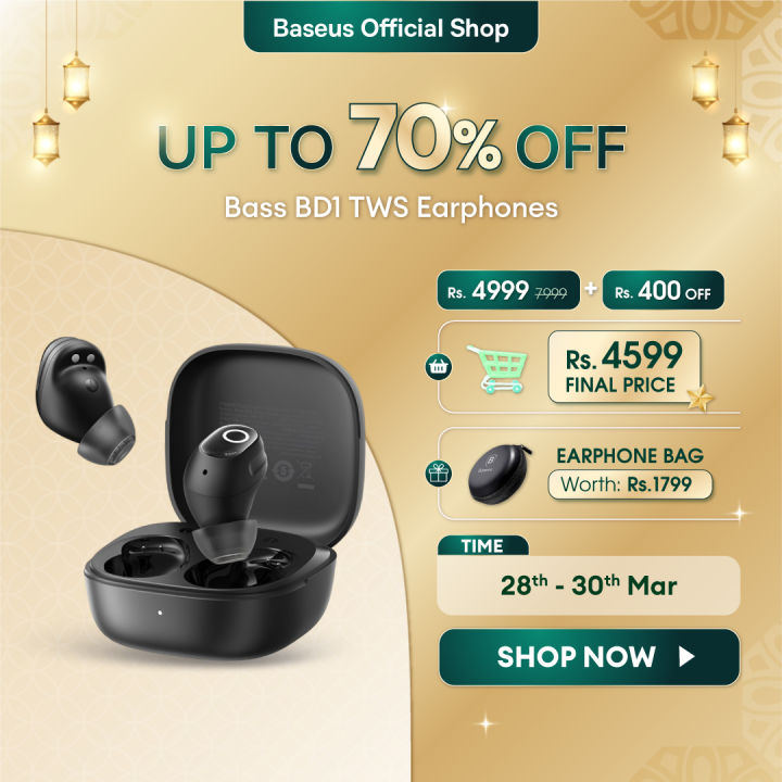 Baseus Bass BD1 TWS True 5.4 Super Bass P55 Splash-Resistant Earbuds ...
