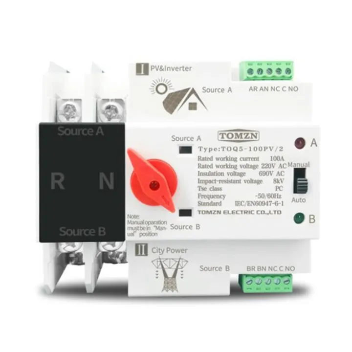 PDTYMWNG 3X Din Rail 2P ATS Dual Power Automatic Transfer Switch ...