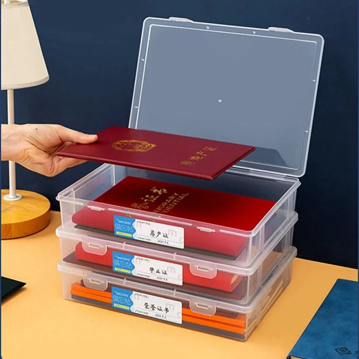 【HOT】 Book A4 Document Storage Box Transparent Data Sorting File Box ...