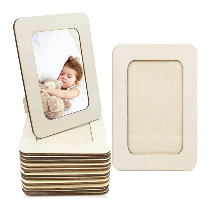 12PCS Unfinished Solid Wood Photo Picture Frames Standing Photo Frames ...