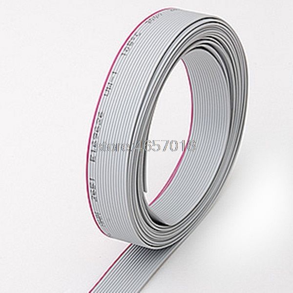1 meter 1.27mm Gray Flat Ribbon Data Cable Wire 6 8 10 12 14 16 30 40 50 60 64 Cores AWG 28 ...