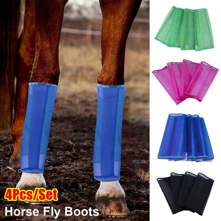 4Pcs/Set New Breathable Mesh Fly Boots Plastic Riding Horse Leg Wraps ...