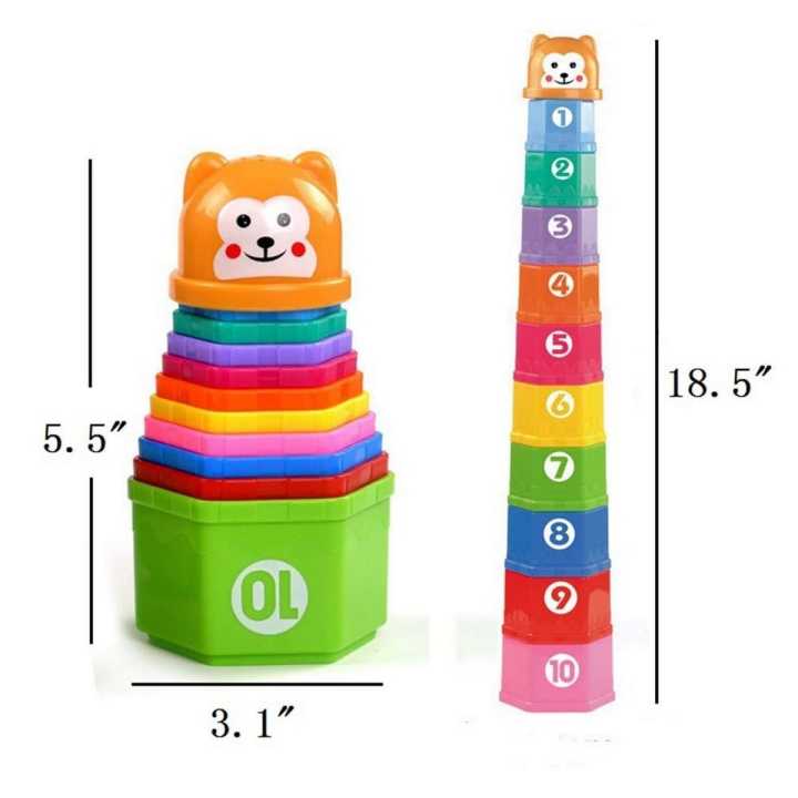 Hexagon Stacking Cups with 1 to 10 Numbers & ABC Letters Stack Game 6M ...