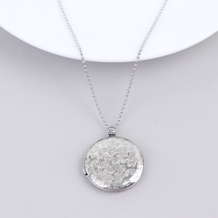 Unique Carved Design Photo Frame Pendant Necklace Charm Openable Locket ...