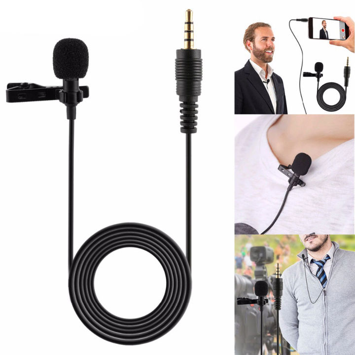 Mini Portable 3.5mm Tie Lapel Lavalier Clip On Microphone For Lectures ...