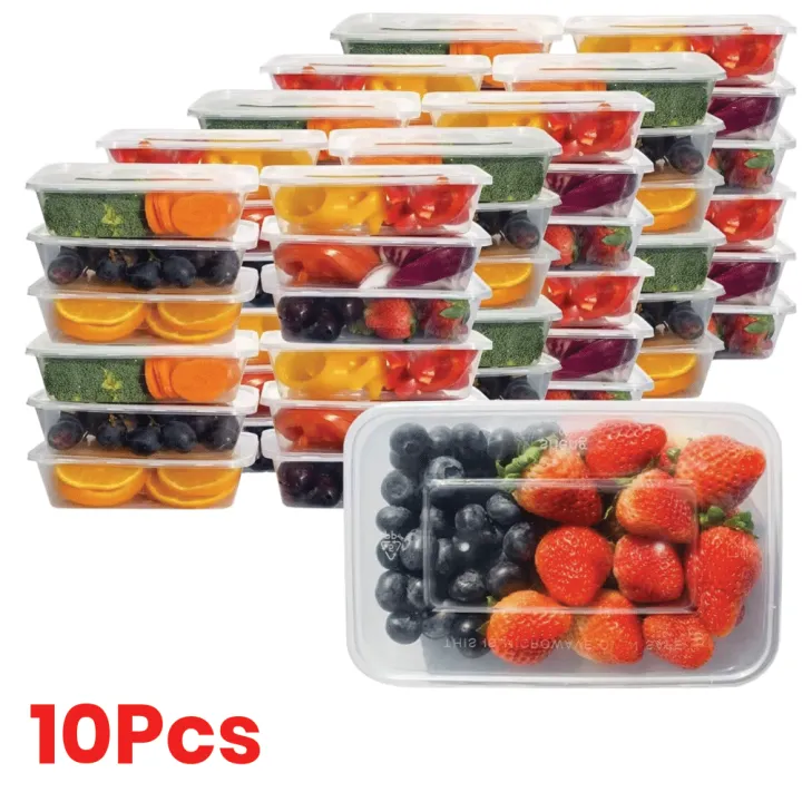 10 Pcs of 750ML White PP5 Plastic Food Container | Microwavable | Daraz.lk