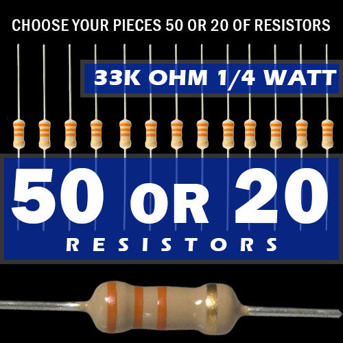 50 Pcs / 20 Pcs Resistors - 33k ohm Carbon Film Resistor 1/4 W ...
