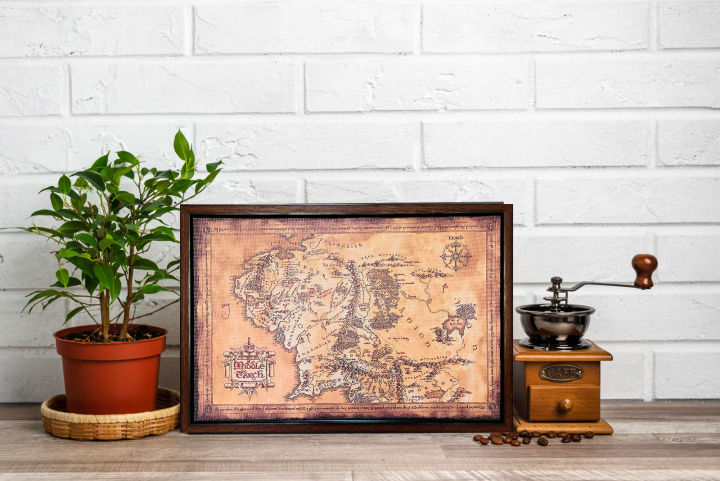 Map of Middle Earth Lord of the Rings [Framed] (12.8"x18.6") | Daraz.lk