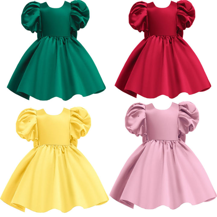 Elegant Girls Flower Puff Sleeve Dresses For Weddings Kids Formal ...