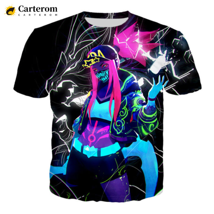 Men Women 3D Print Akali T-shirt Fashion Game League Of Legends T Shirt Casual Harajuku Style ...