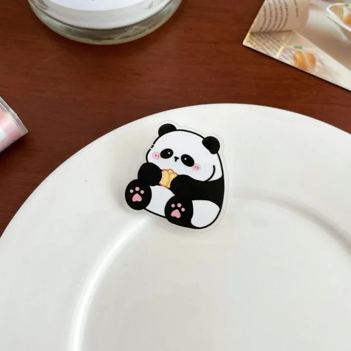 Lapel Panda Acrylic Panda Pin Cute Bear Flower Panda Brooch Breastpin ...