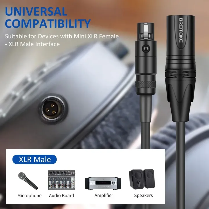 DREMAKE XLR Male to Mini XLR Female Headphone Adapter Cable Mini XLR to ...