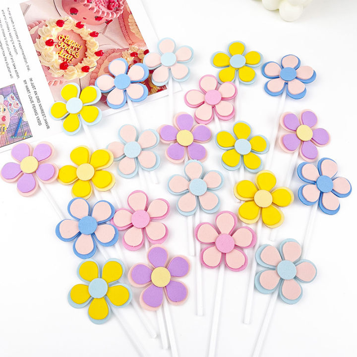 10pcs Multi Layered Daisy Flower Cake Per Pink Purple Wedding Happy ...