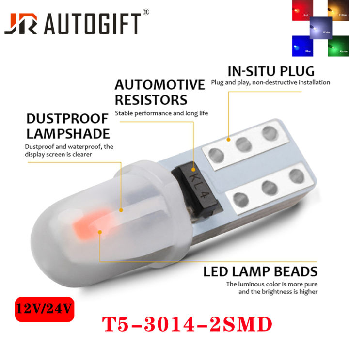 10 Pcs 24v T5 Auto Car Dashboard Lights 2 3014 Smd Reading Instrument Panel Lamp No Polarity Led ...
