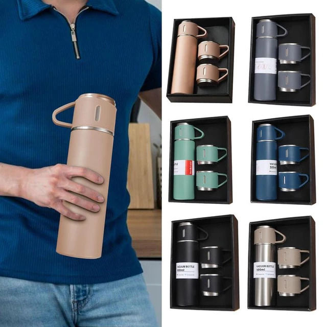 Stainless Steel Vacuum Flask Gift Set Office Business Style Thermos ...
