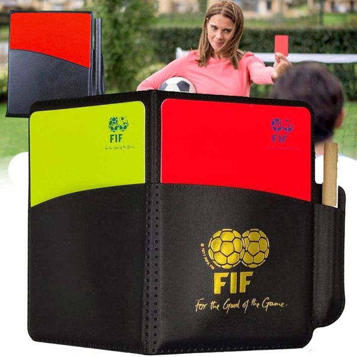 Soccer Referee Record Book Fluorescent Red Yellow Cards With Leather ...