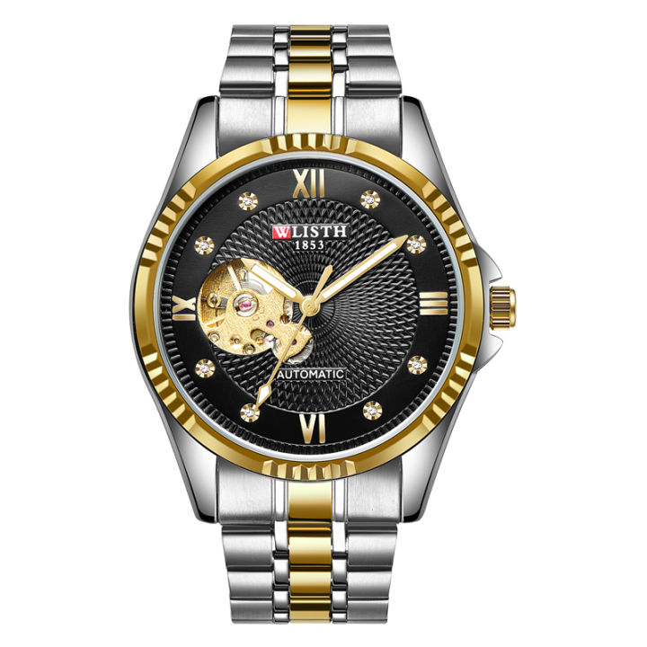 Wlisth Luxury Diamond Men's Watches Automatic Winding Mechanical ...