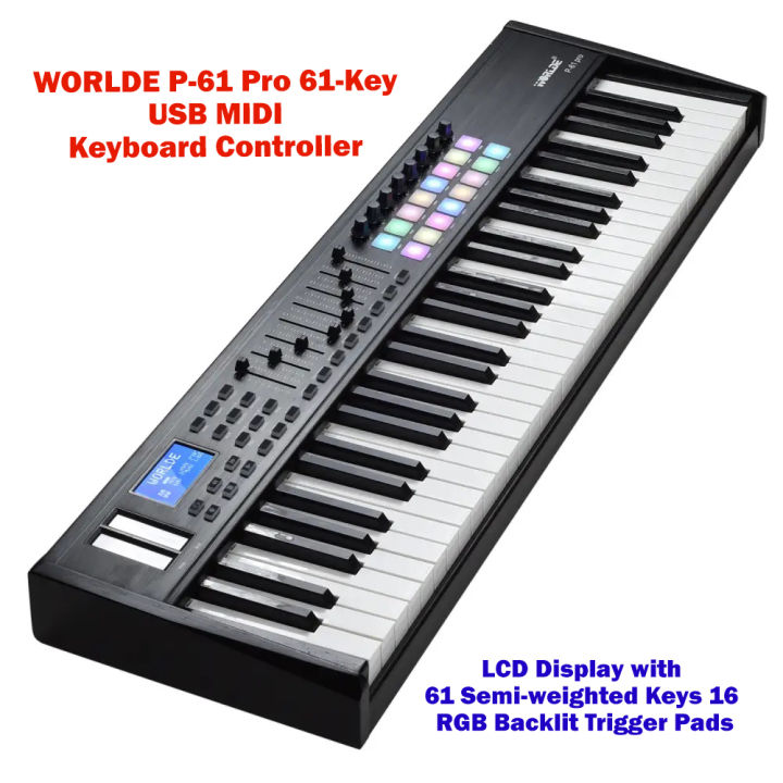 WORLDE P-61 Pro 61-Key USB MIDI Keyboard Controller LCD Display with 61 ...