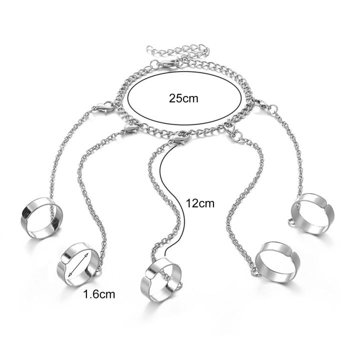 Bangle Finger Chain Polishing Men Ring Wrist Bracelet Set | Daraz.lk