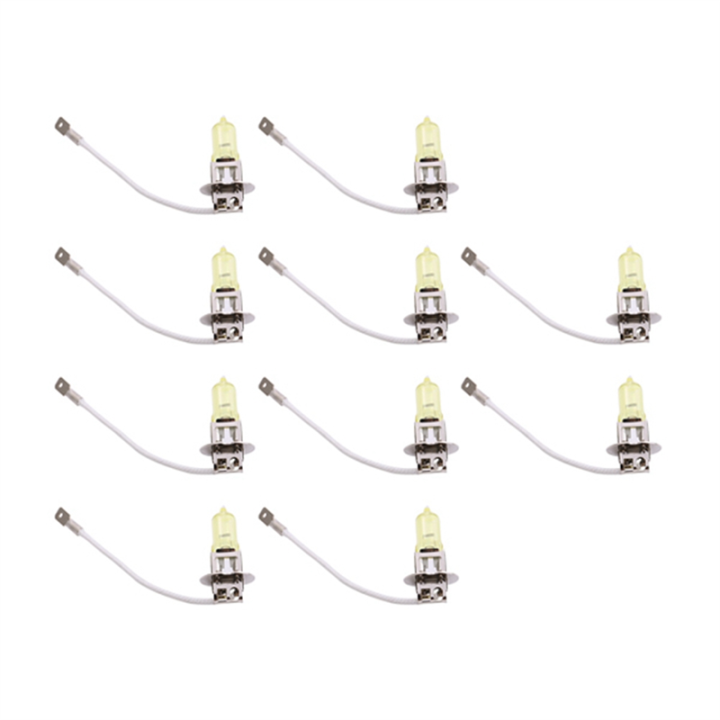 ARELENE 10pcs Car Halogen Bulbs Vehicle Fog Light DC 12V H3 100W Yellow ...