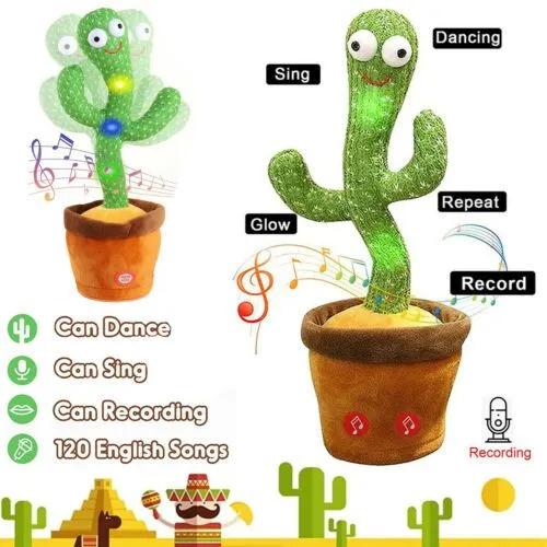 Dancing Cactus Singing Talking Cactus Rechargeable Plush Toy Electric ...