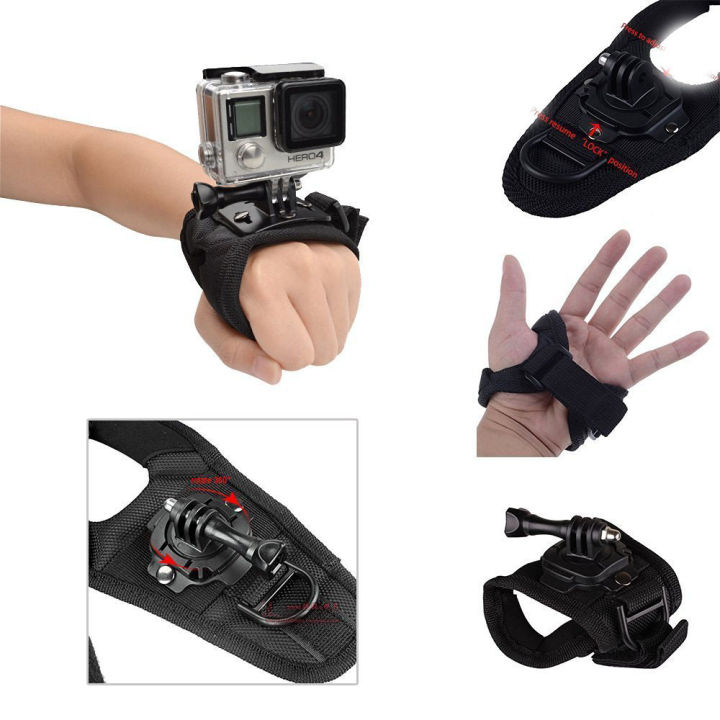Degree Rotation Wrist Hand Strap Band Holder Mount For Camera Hero 8/7 ...