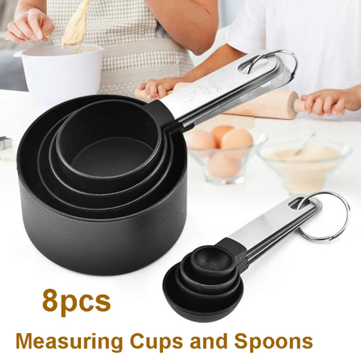 8 Pieces Stackable Measuring Cups & Spoons Set Measure Dry Liquid ...
