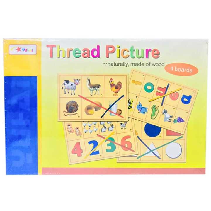 Educational Wooden Thread Picture Matching Toys - 4 Boards - Multicolor ...