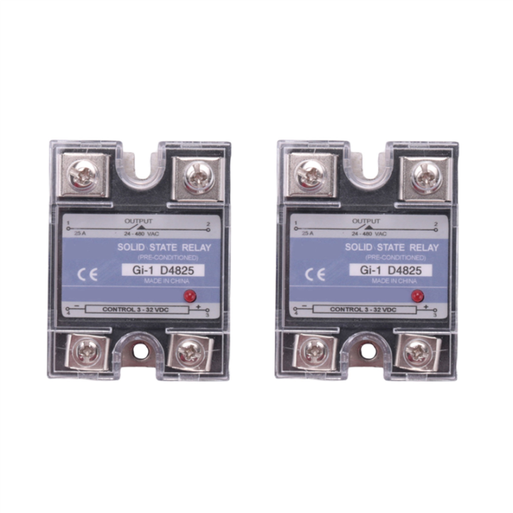 2X 25A 3-32V DC to 24-480V AC Single Phase Solid State Relay DC Control ...
